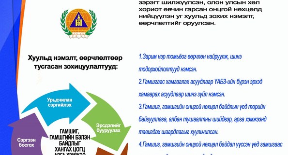 Инфографик Гамшгаас хамгаалах тухай хуульд нэмэлт өөрчлөлт оруулах тухай хуулийн танилцуулга