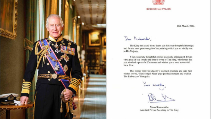 Их Британийн хаан Iii Чарльз “Монгол хаан” жүжгийн хамт олонд талархлын захидал ирүүллээ